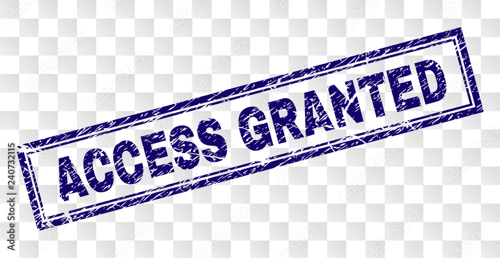 ACCESS GRANTED stamp seal imprint with rubber print style and double ...