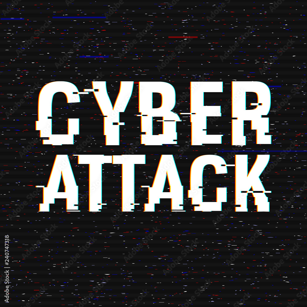 Cyber Attack glitch text. Anaglyph 3D effect. Technological retro ...