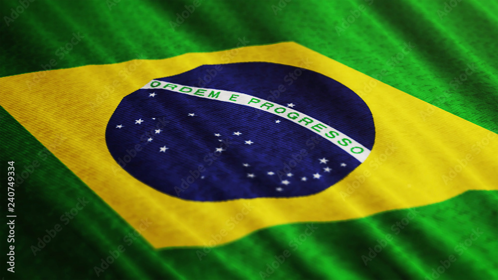 Brasil flag is waving 3D animation. Symbol of Latin, Brazil national on ...