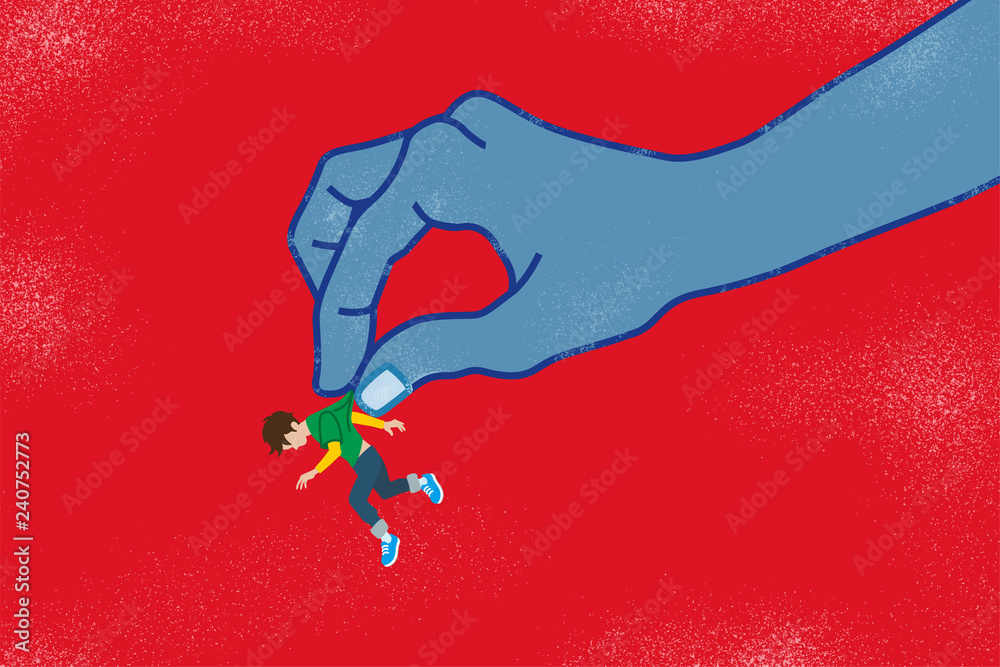 Little boy who is pinched by the huge hand- Child Abuse concept art ...