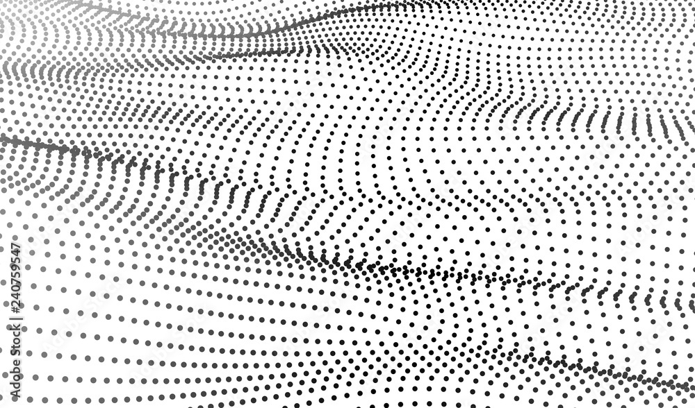 Wave 3d. Wave of particles. Futuristic point wave. Design for poster ...