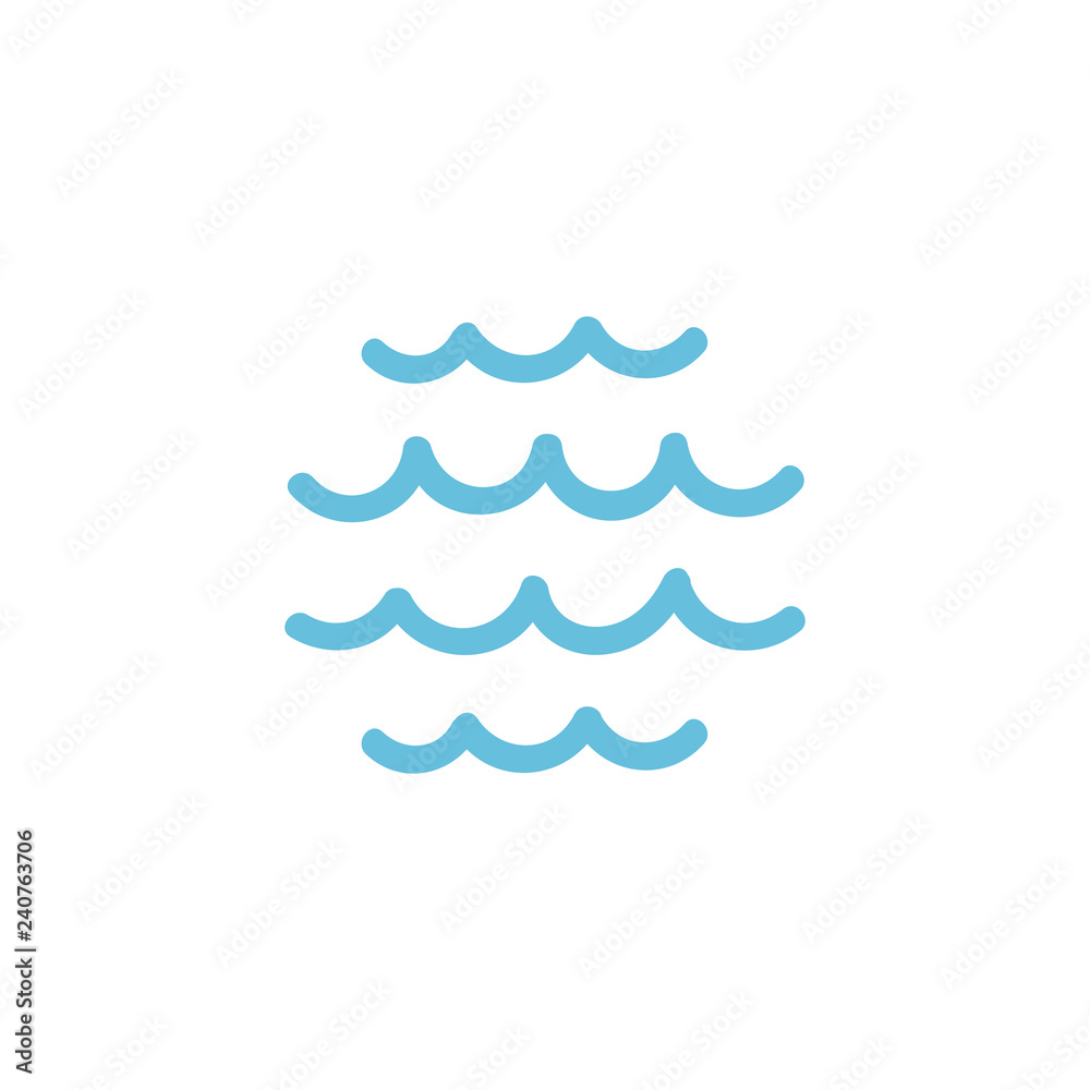 Water lake, water waves. logo icon simple sign. Soft and hand-drawn ...
