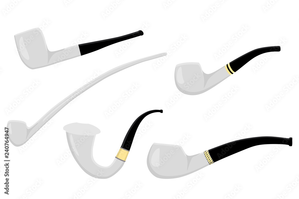 set different types smoke pipes different size for tobacco Stock Vector ...