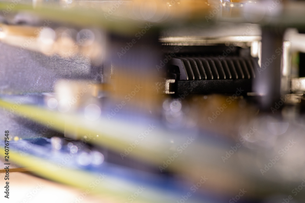 Close up (Macro) of Printed Circuit Board PCB embedded components ...