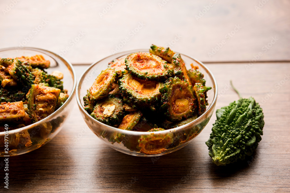 Karela Achar / Bitter Gourd Pickle, popular Indian recipe Stock Photo ...