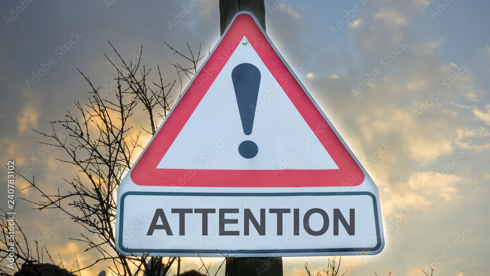 Warning road sign with an exclamation mark icon for high speed alert ...