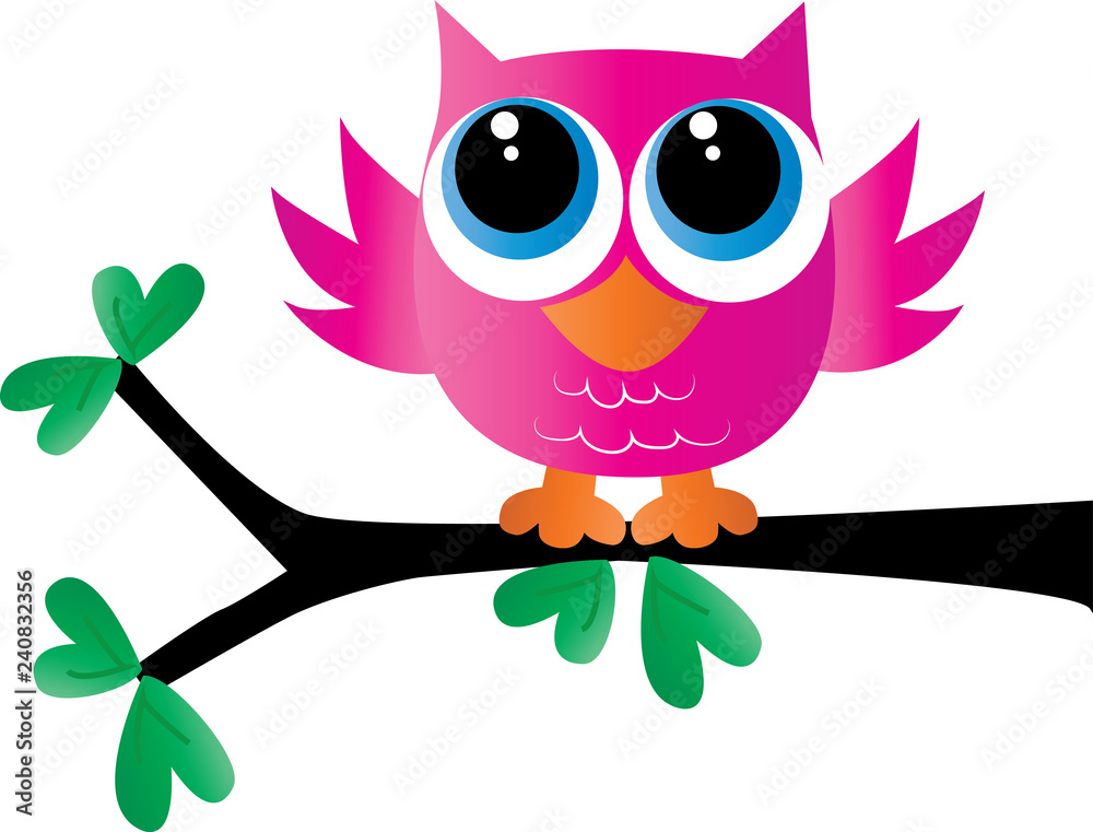 Pink Owl On Branch