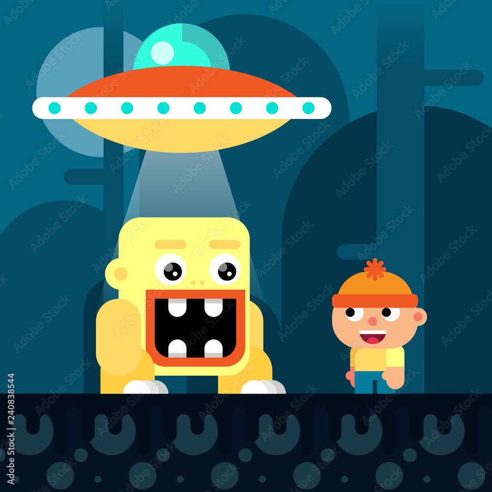 cartoon ufo alien Stock Vector | Adobe Stock