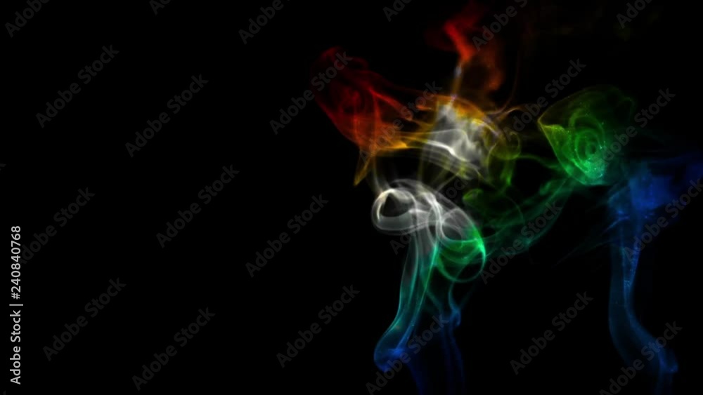 Rainbow Smoke Curls features smoke curling up against a black ...