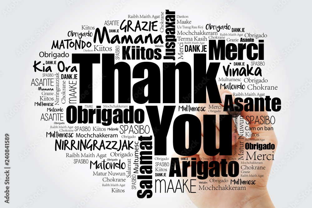 Thank You word cloud in different languages with marker, concept ...