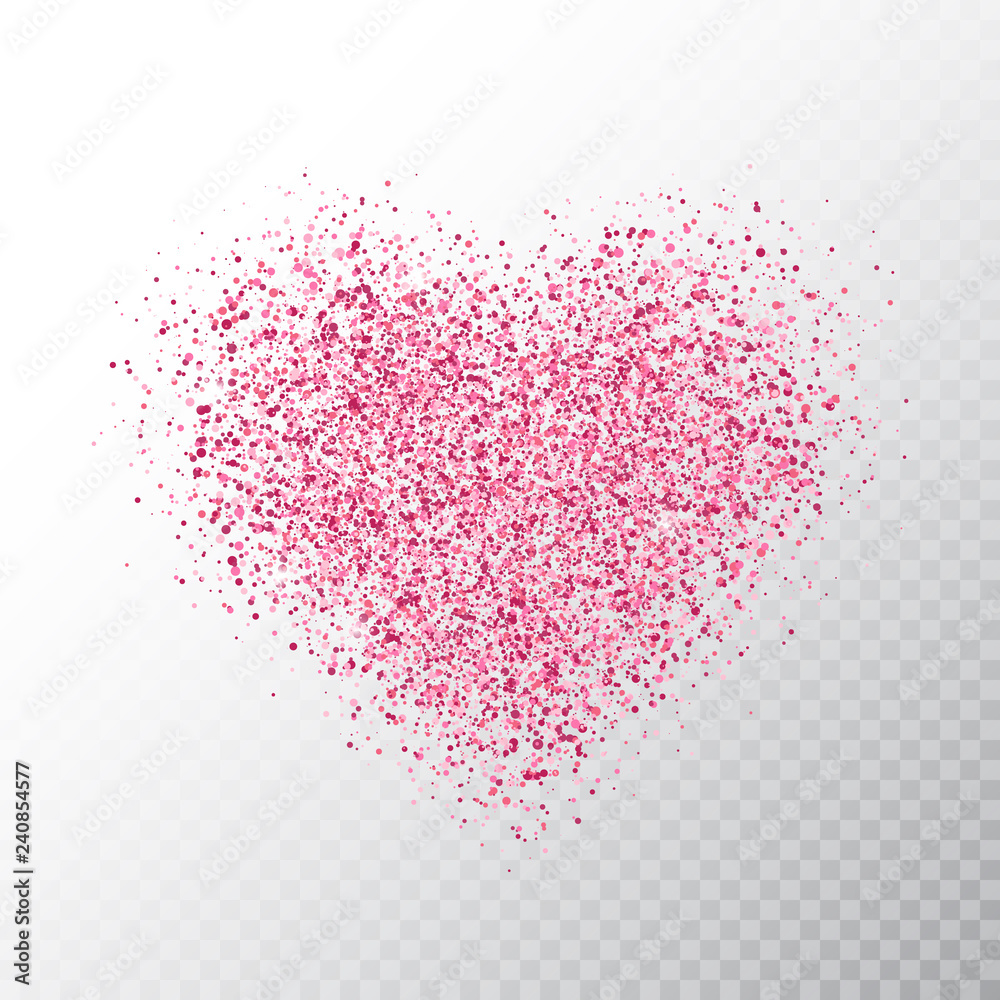 Glitter pink heart isolated on transparent background. Glowing heart ...