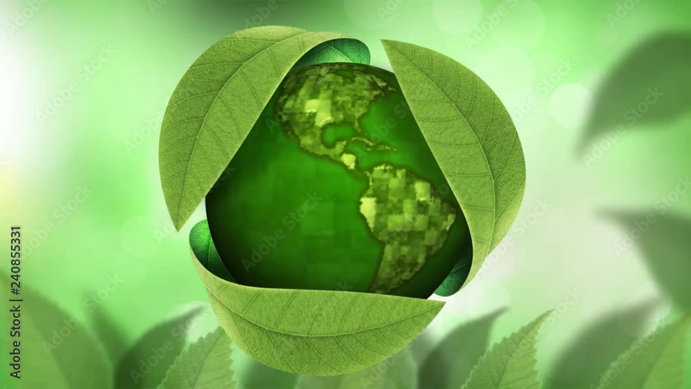 Happy Earth Day Globe Under Leaves 4K features a green globe revolving ...
