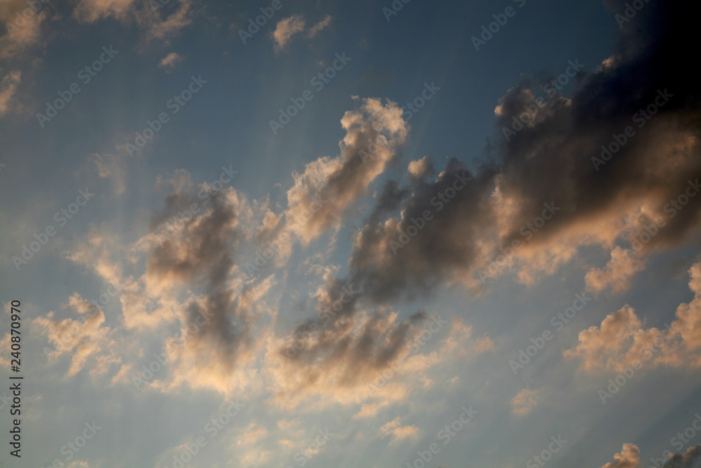 Natural light colored clouds and sky. Beautiful background of air space ...