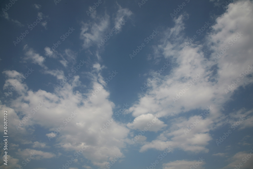 Natural light colored clouds and sky. Beautiful background of air space ...