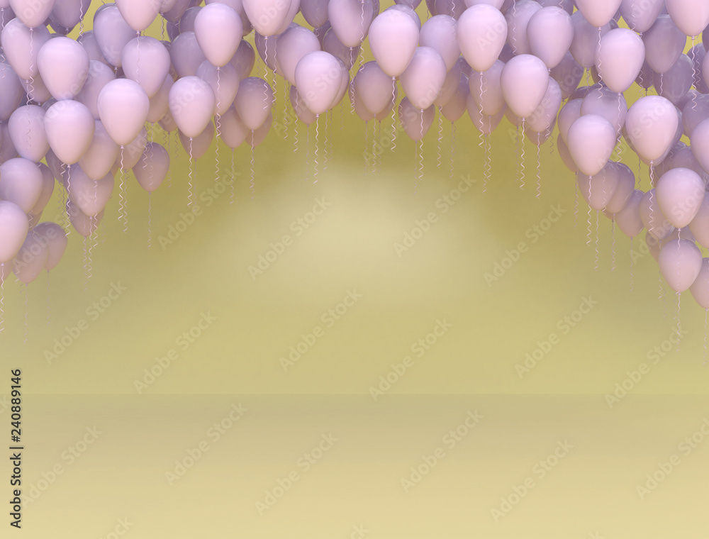 Pastel purple birthday balloons, celebration background Stock ...