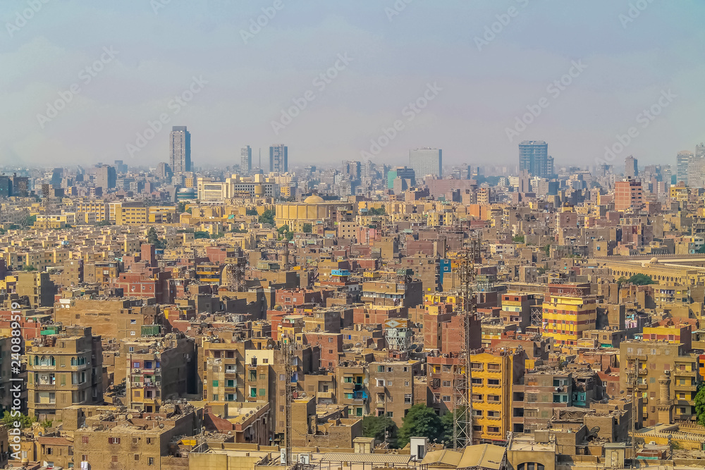 Panorama of Cairo overflowing with cars people and waste a huge ...