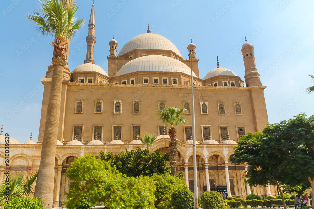 Beautiful building of a Muslim mosque. Mosque of Mohammed Ali in Cairo ...