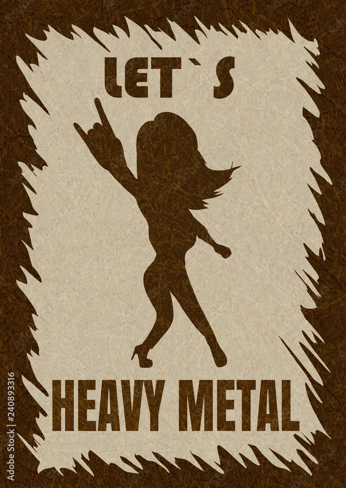Let`s heavy metal. Illustration showing the silhouette of the fan ...