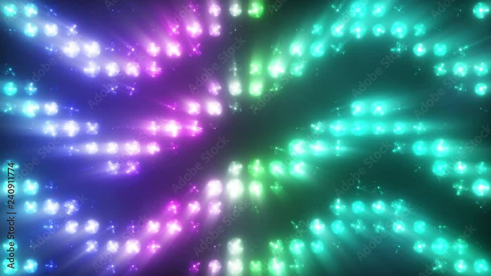 Vidéo Stock Colorful flashing lights with smoke bulb spotlight flood ...