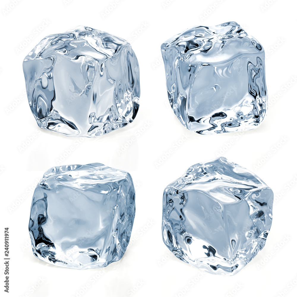 Melted clear ice cubes isolated on white background Stock Illustration ...