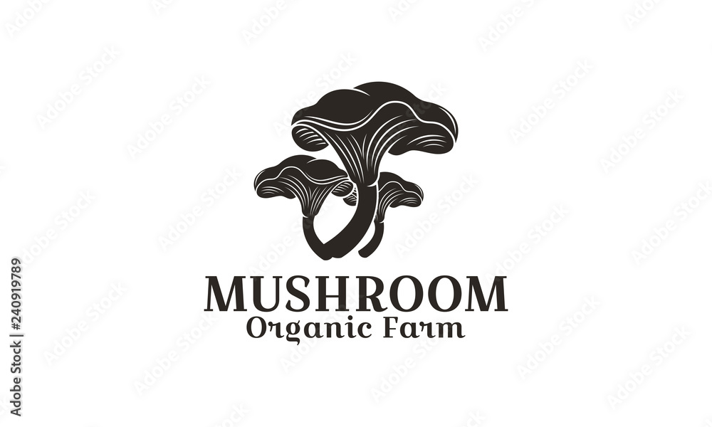Vector emblem design champignon organic farm. Mushroom farm logo ...