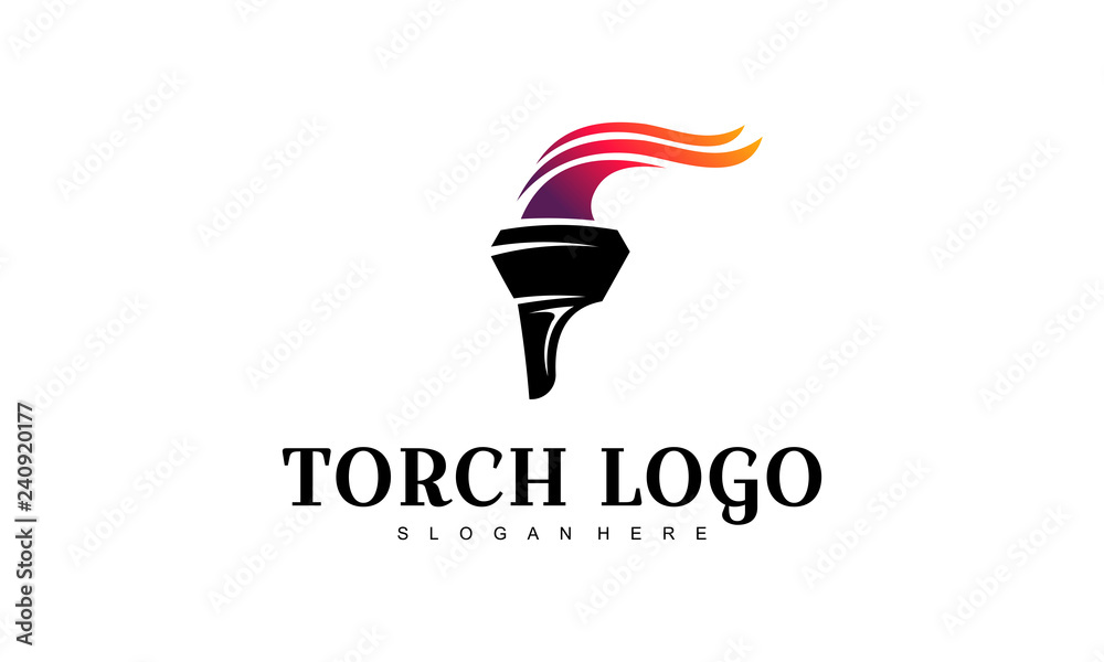torch logo design template-vector Stock Vector | Adobe Stock