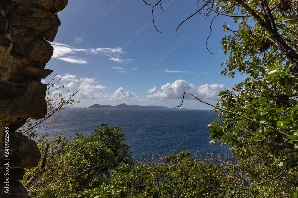 Saint Vincent and the Grenadines, Bequia and Mustique view from fort ...