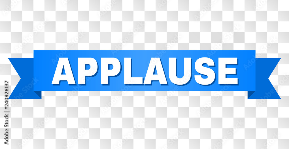 APPLAUSE text on a ribbon. Designed with white caption and blue stripe ...