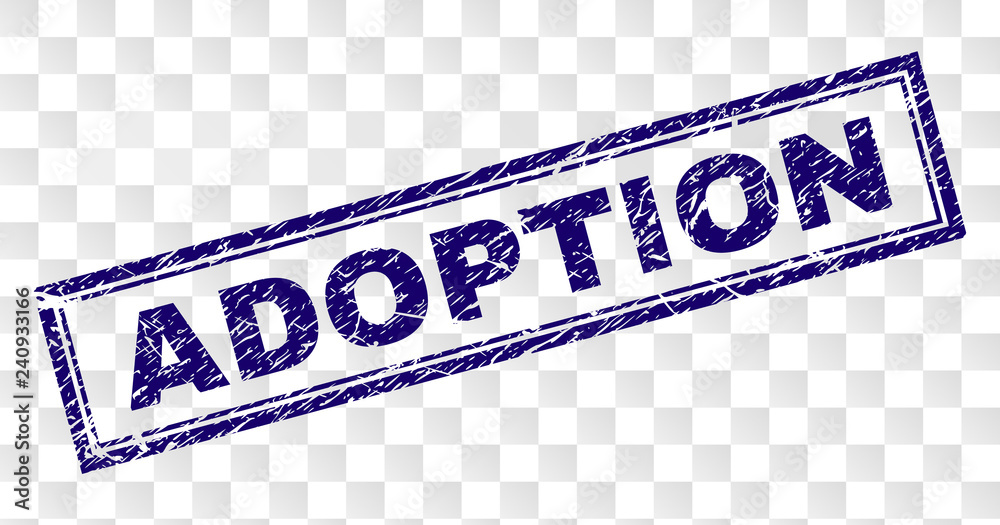 ADOPTION stamp seal watermark with rubber print style and double framed ...