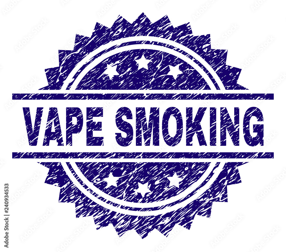 VAPE SMOKING stamp seal watermark with distress style. Blue vector ...