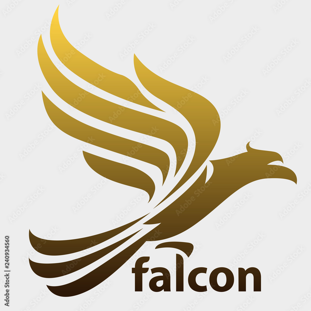 Vector illustration, flying eagle as a symbol or business logo for air ...