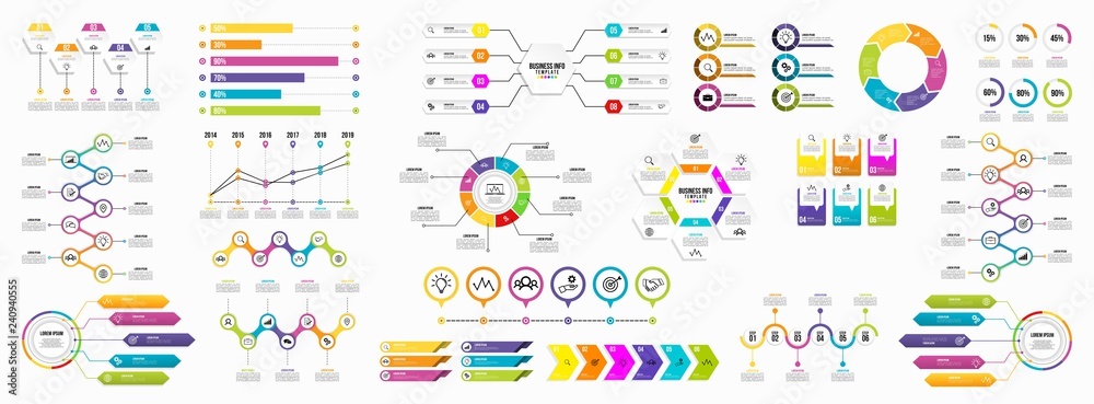 Set of Infographics Elements Data Visualization Template Design Vector ...