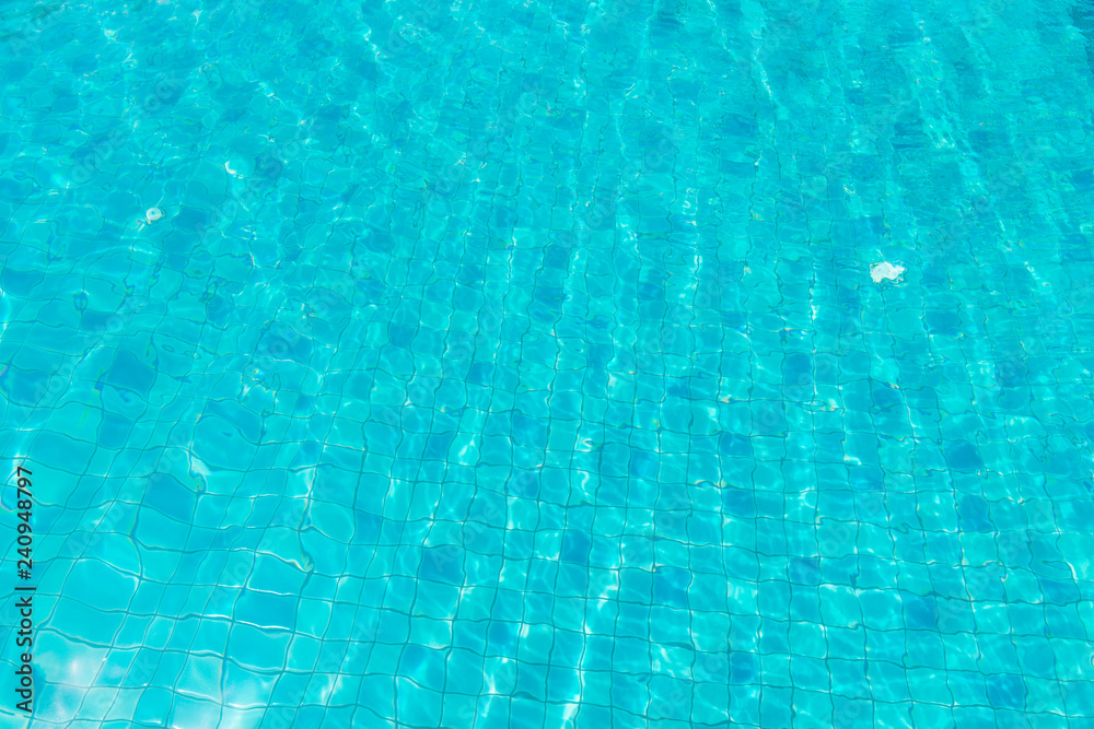 The blue green water in swimming pool. Surface of pattern in swimming ...