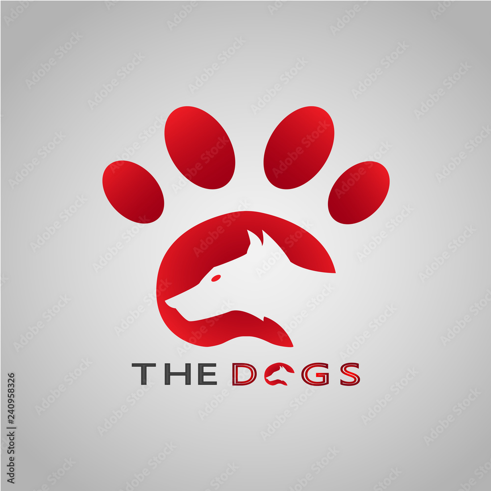 This logo shows a dog with its footprint as the background. This logo ...