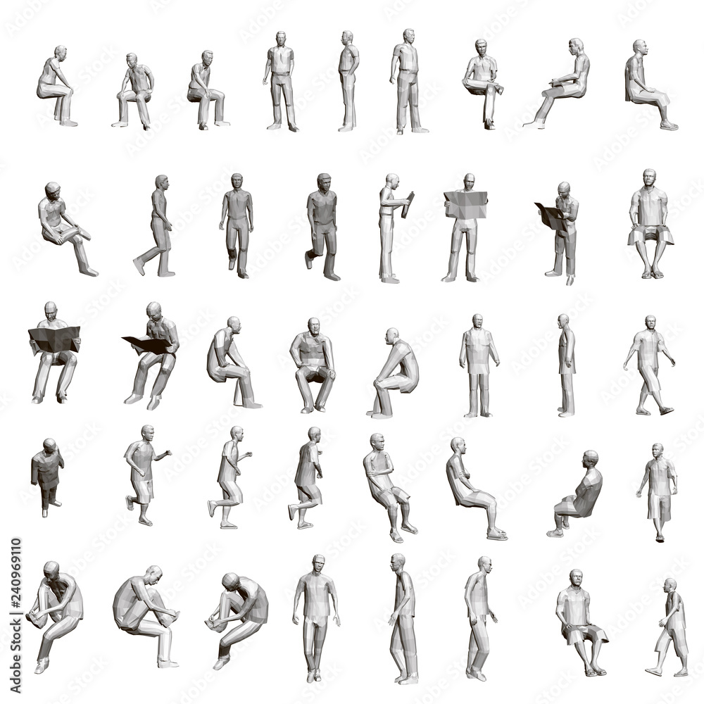 Set with people in different positions Stock Vector | Adobe Stock