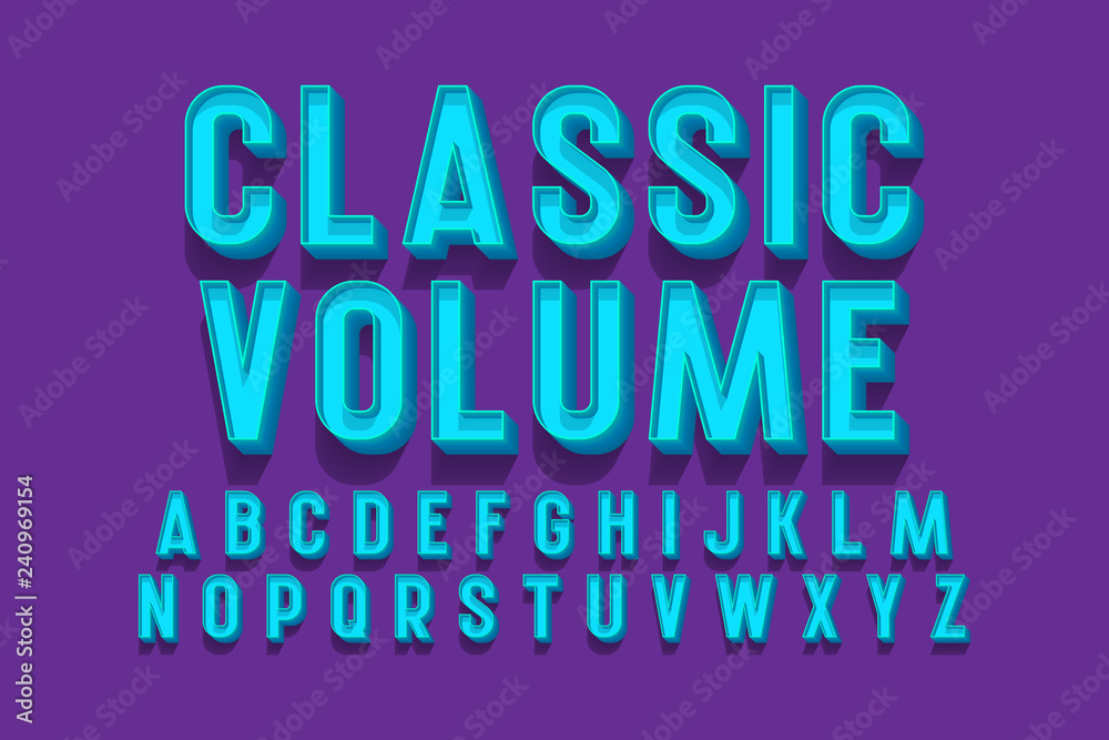 Classic volume isolated english alphabet. 3d letters retro font. Stock ...