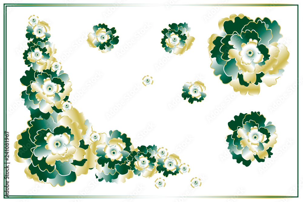 Vector set of Isolated different size gradient gilded green and white ...
