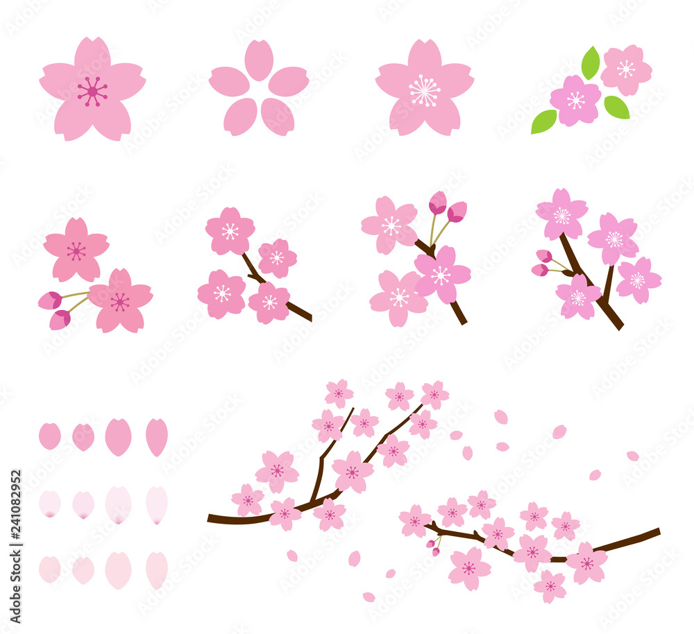 Cherry tree icon set Stock Vector | Adobe Stock