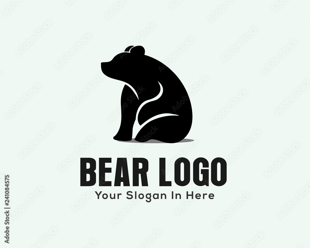 simple unique sitting lazy bear logo design inspiration Stock Vector ...