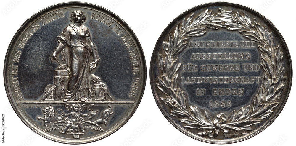 German Germany commemorative silver medal 1888, subject Business and ...