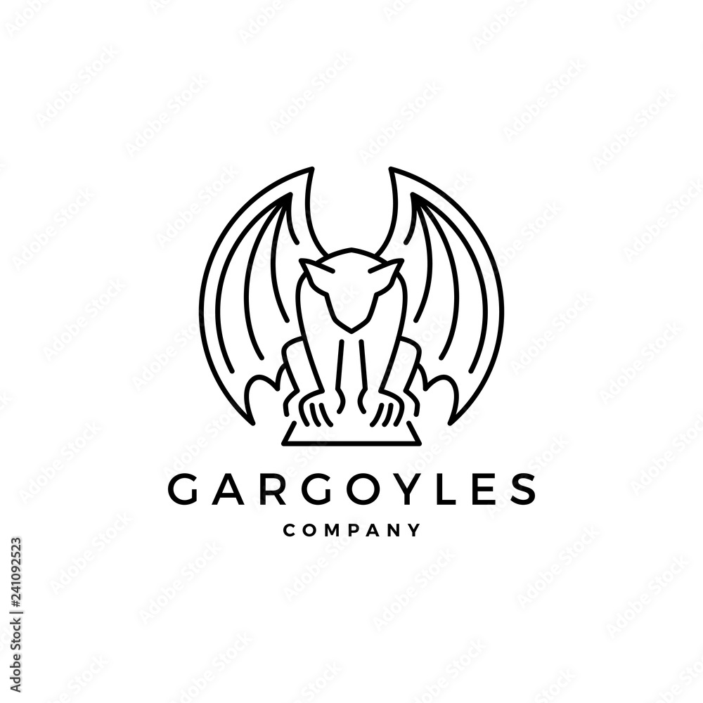 Poster gargoyles gargoyle logo vector outline illustration – Wall Art | UkPosters