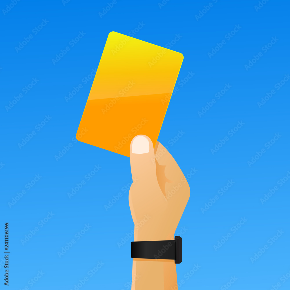 Hand holding a yellow card vector flat design. Stock Vector | Adobe Stock
