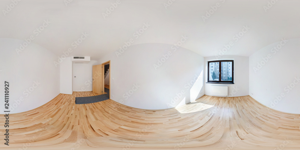 Panorama 360 view in modern white empty loft apartment interior of ...