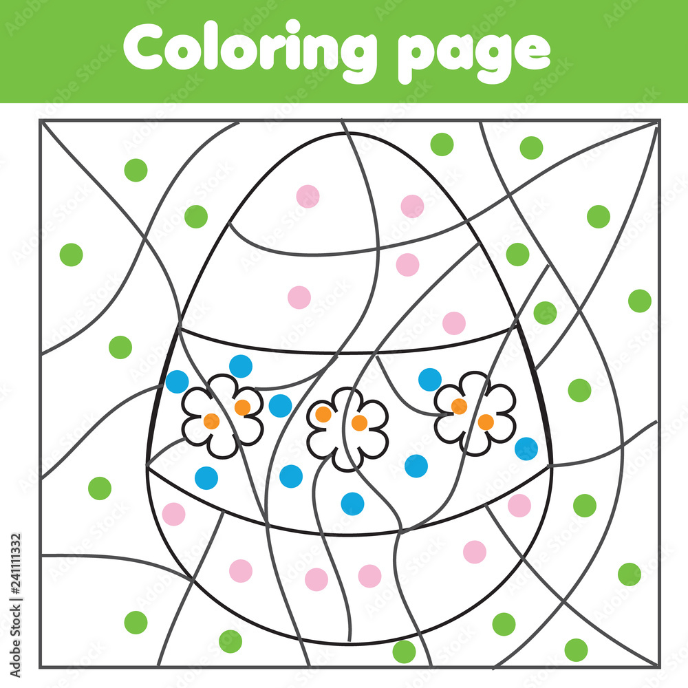 Coloring page for kids. Educational children game. Color by dots ...