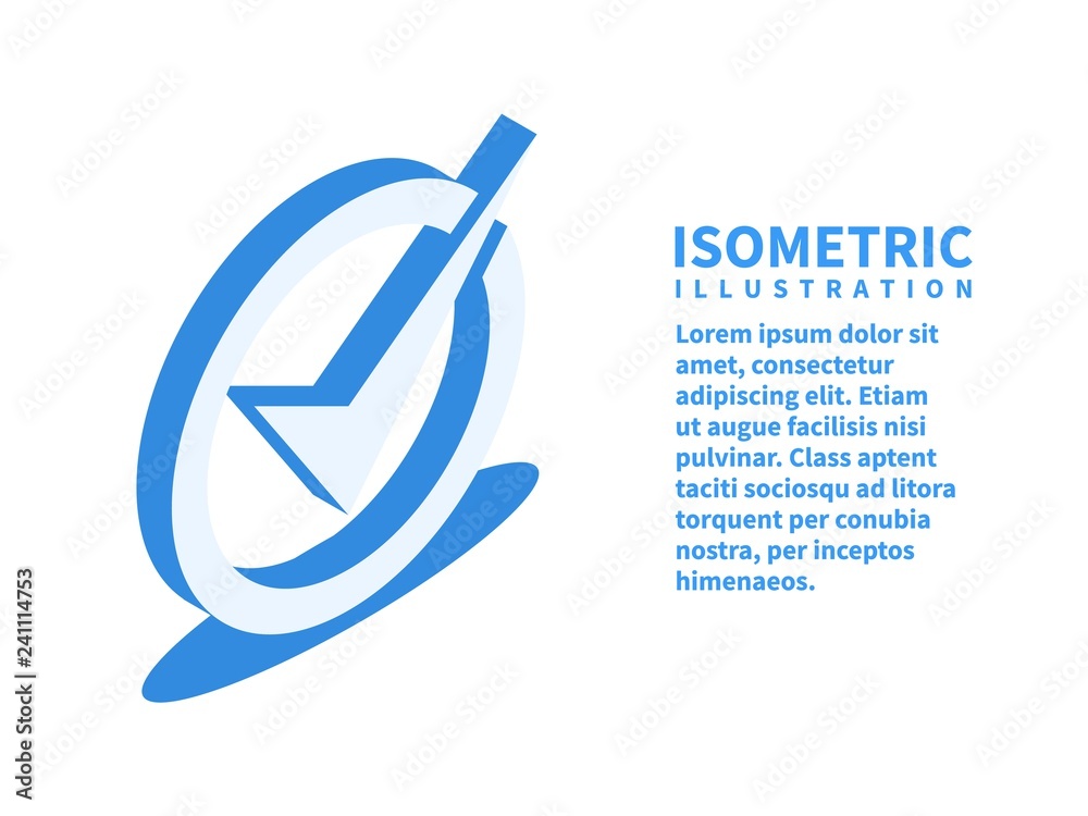 Checkmark, check icon. Isometric template in flat 3D style. Vector ...