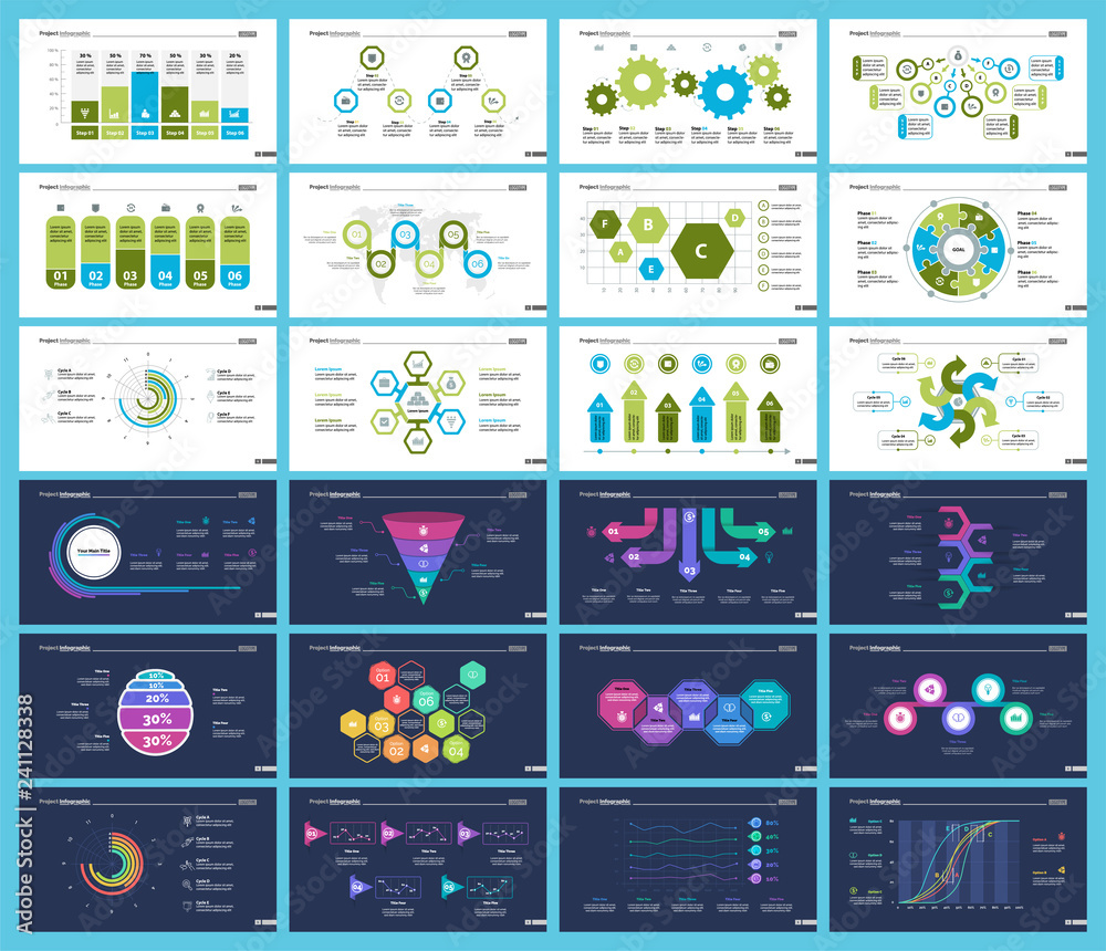 Project infographic design template set for stock and trade concept ...