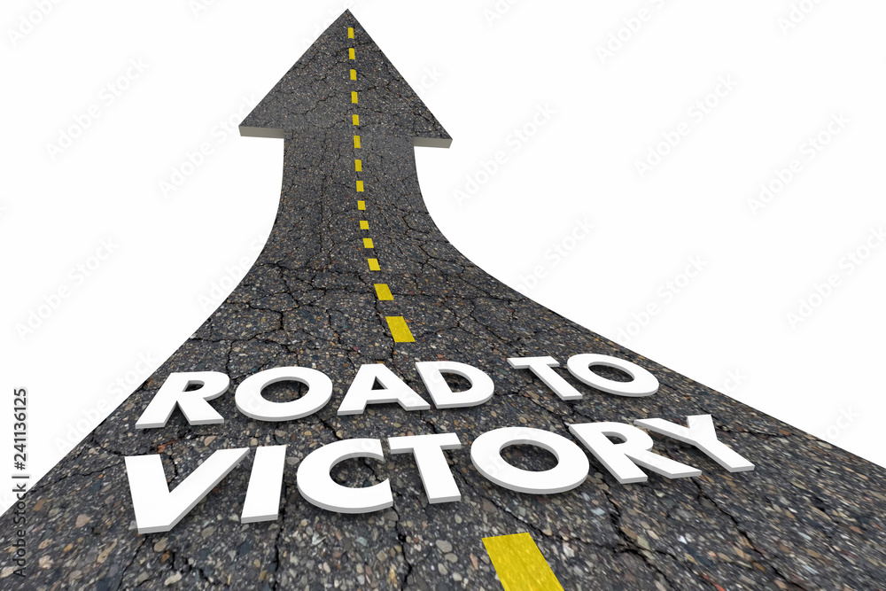Road to Victory Winning Words Arrow 3d Illustration Stock Illustration ...