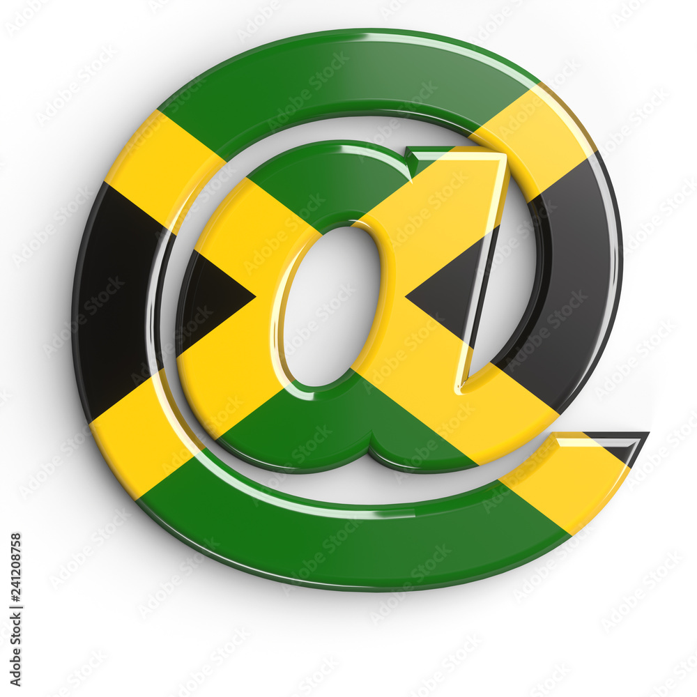 Jamaica email sign - at sign3d Jamaican flag symbol - Jamaica, Kingston ...