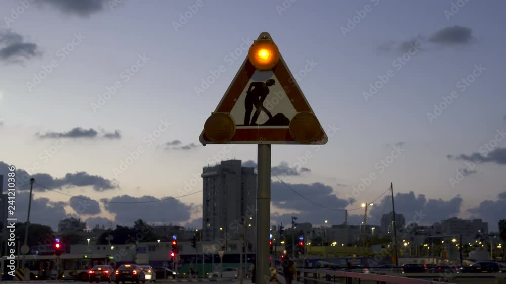 Road Traffic Sign Carefully street road under construction . crossing ...