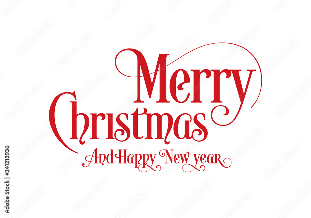 Happy Christmas Lettering Calligraphy Text Art Design With White ...